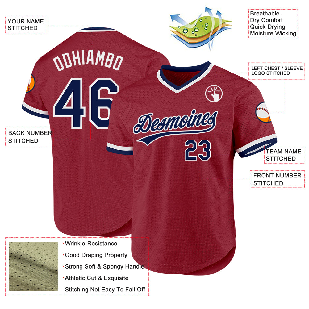 Custom Maroon Navy-White Authentic Throwback Baseball Jersey Discount