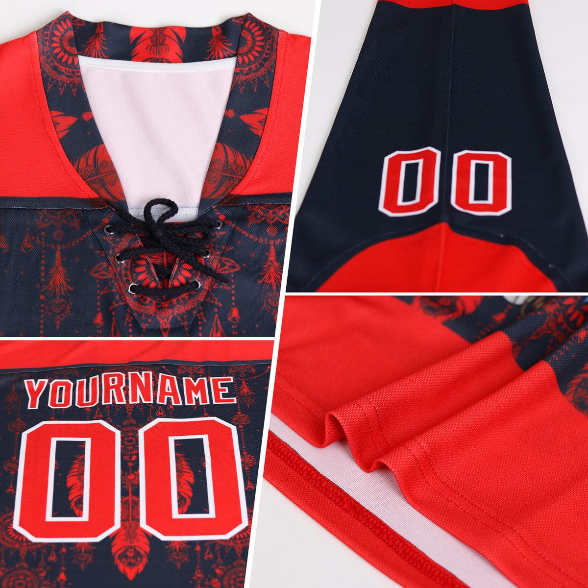 Custom Lace Neck 3D Splash Art Hockey Jersey White Purple Aqua