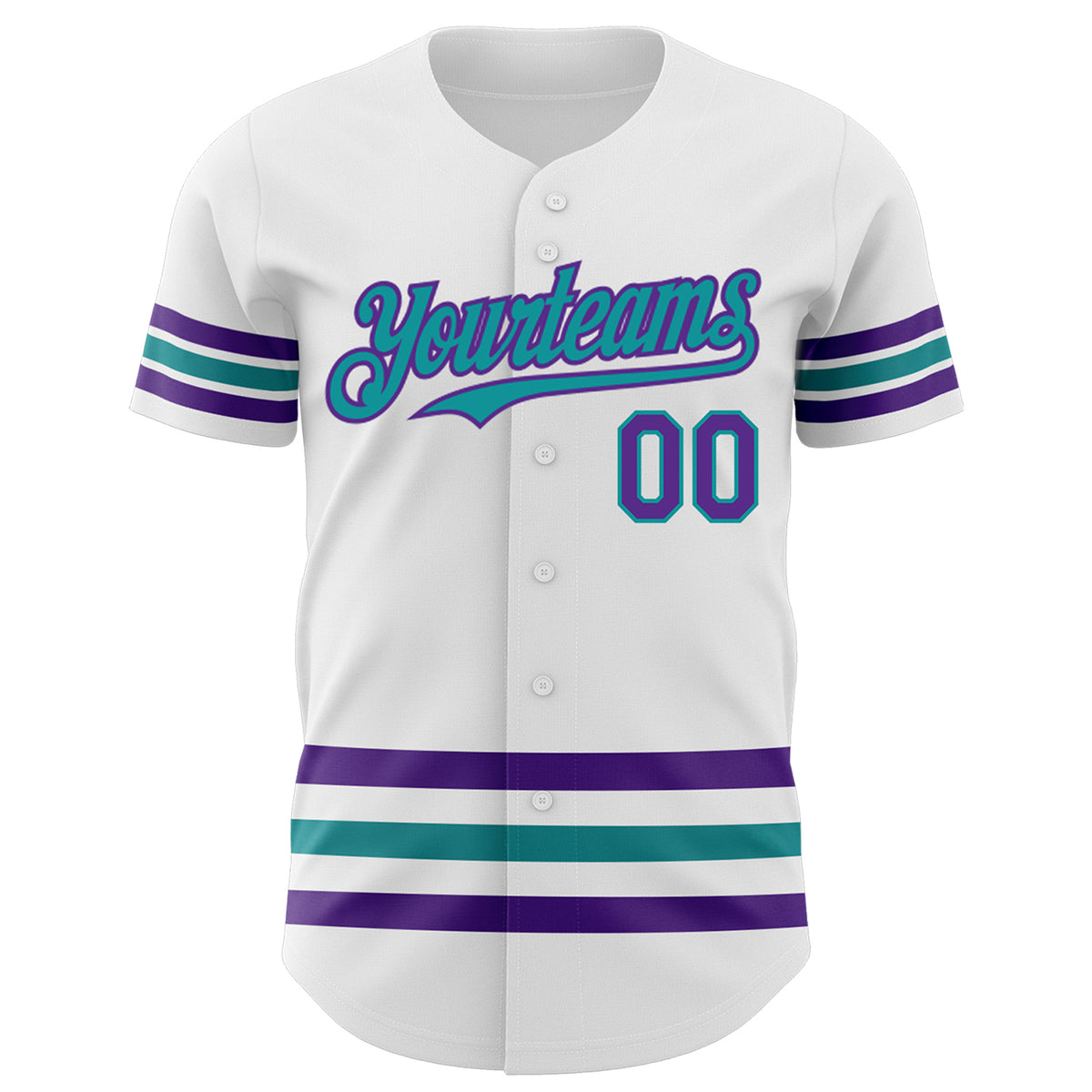 Custom White Purple-Teal Stripes Authentic Baseball Jersey Discount