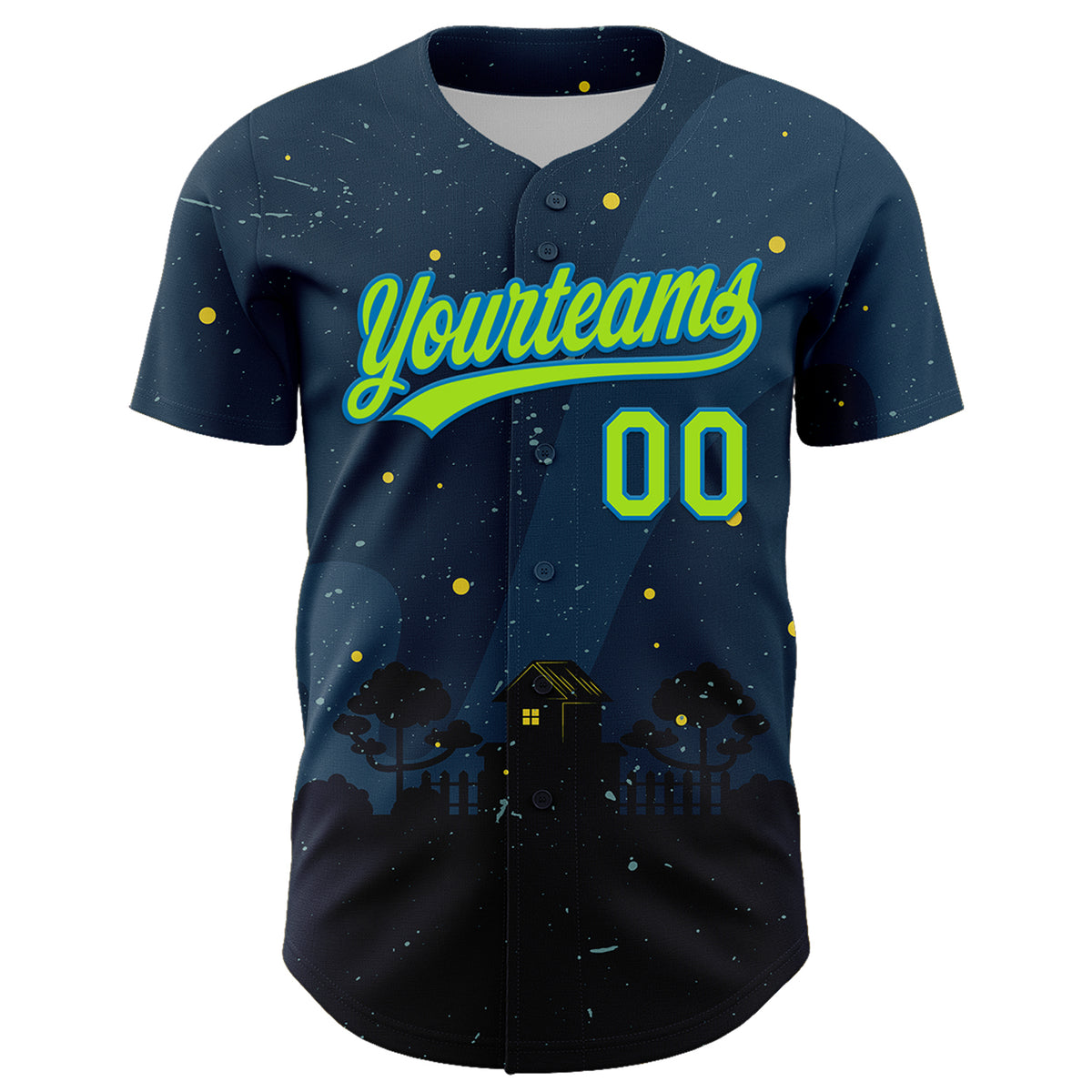 Custom Navy Neon Green-Blue 3D Halloween Authentic Baseball Jersey Discount