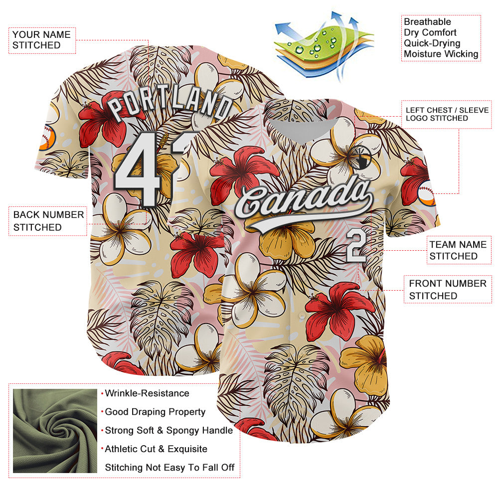Custom White Black 3D Tropical Hawaii Jungle Leaves And Flower ...