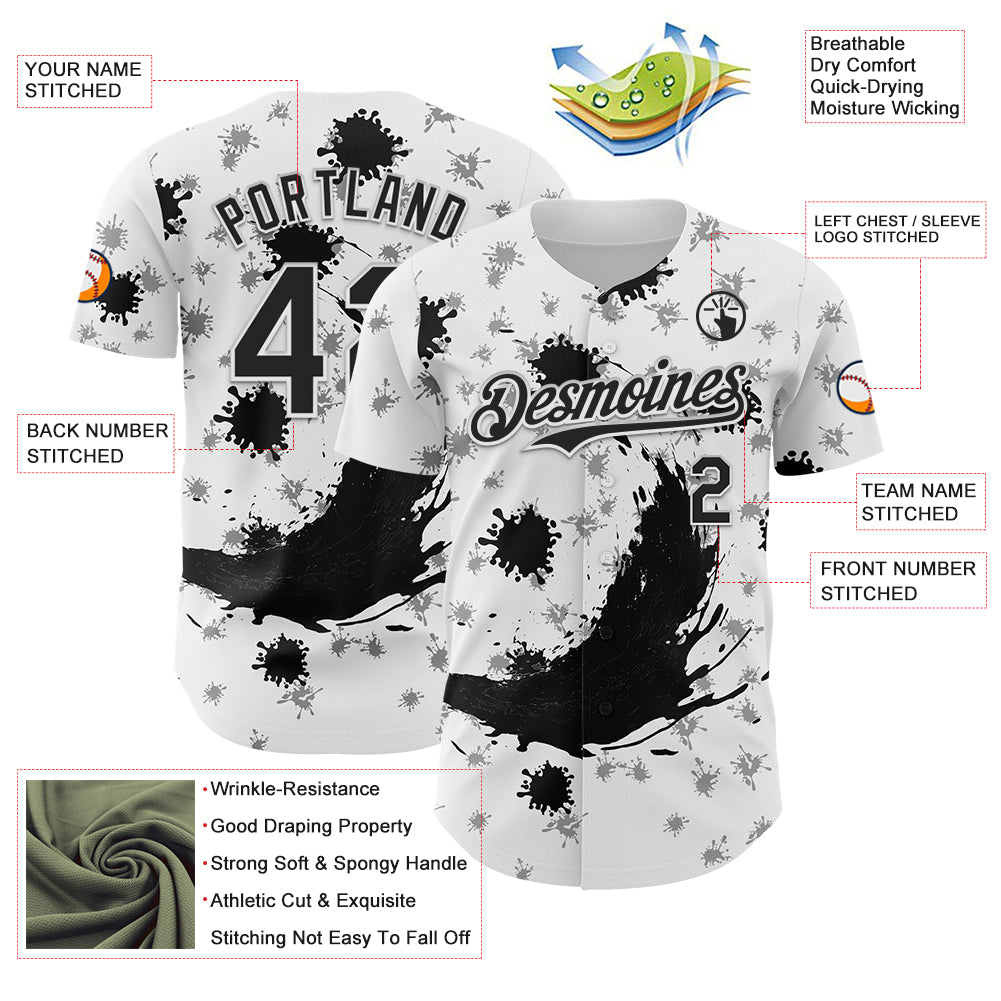 Custom White Black 3D Pattern Design Graffiti Splash Ink Authentic ...