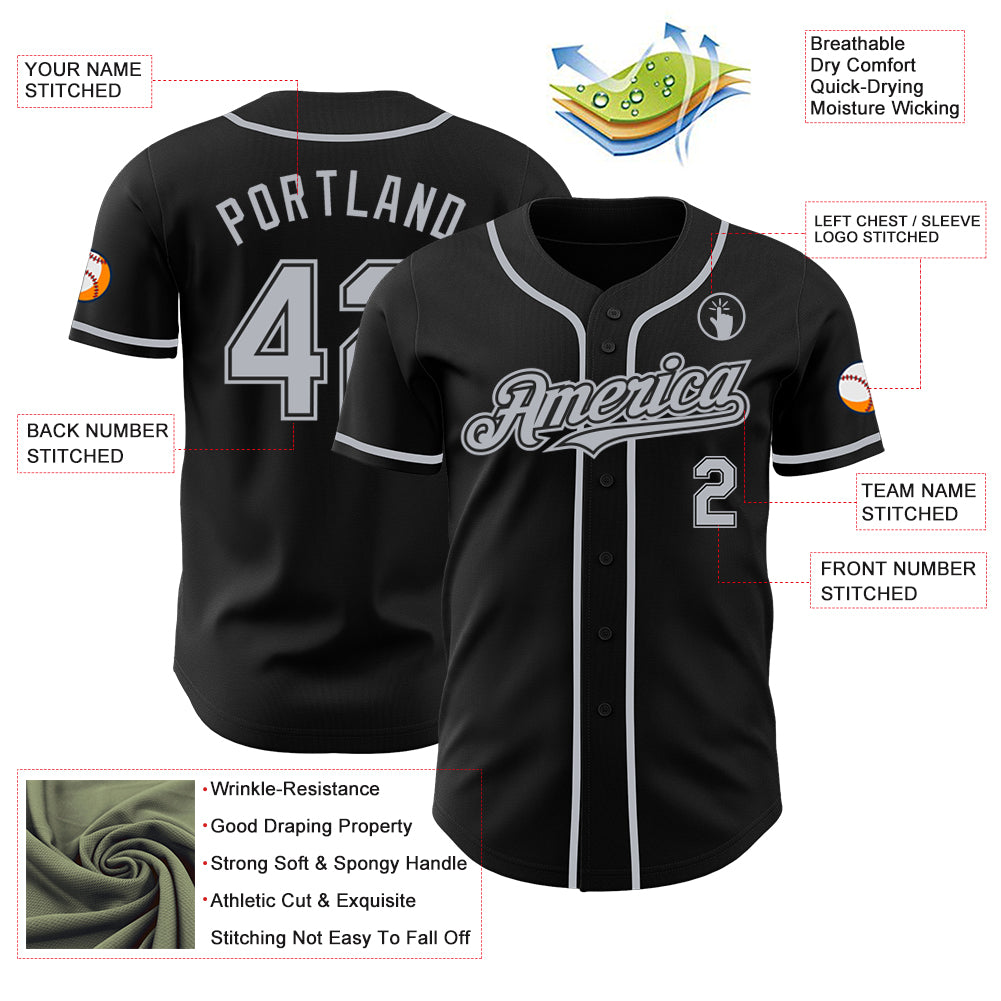 Custom Black Gray Authentic Baseball Jersey Discount