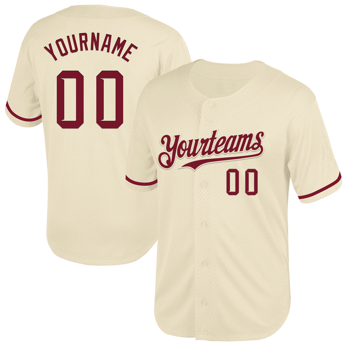 Custom Cream Crimson Mesh Authentic Throwback Baseball Jersey Discount