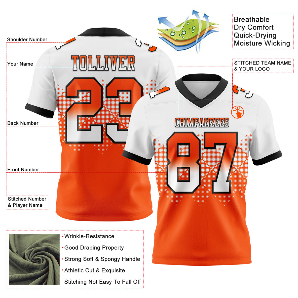 Custom White Orange-Black Mesh Authentic Gradient Square Shape Flag ...