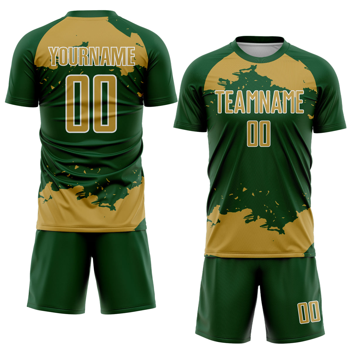 Custom Abstract Fragment Art Sublimation Soccer Uniform Jersey Green ...