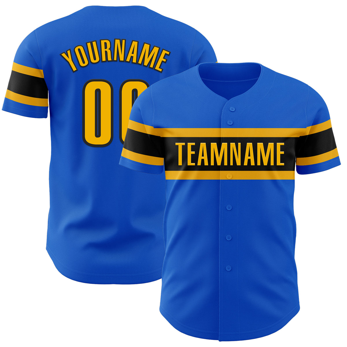 Custom Thunder Blue Gold-Black Authentic Baseball Jersey Discount