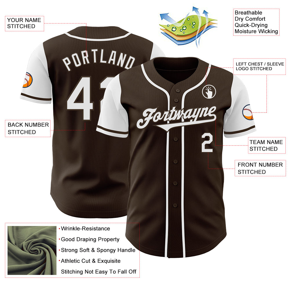 Custom Brown White Authentic Two Tone Baseball Jersey Discount