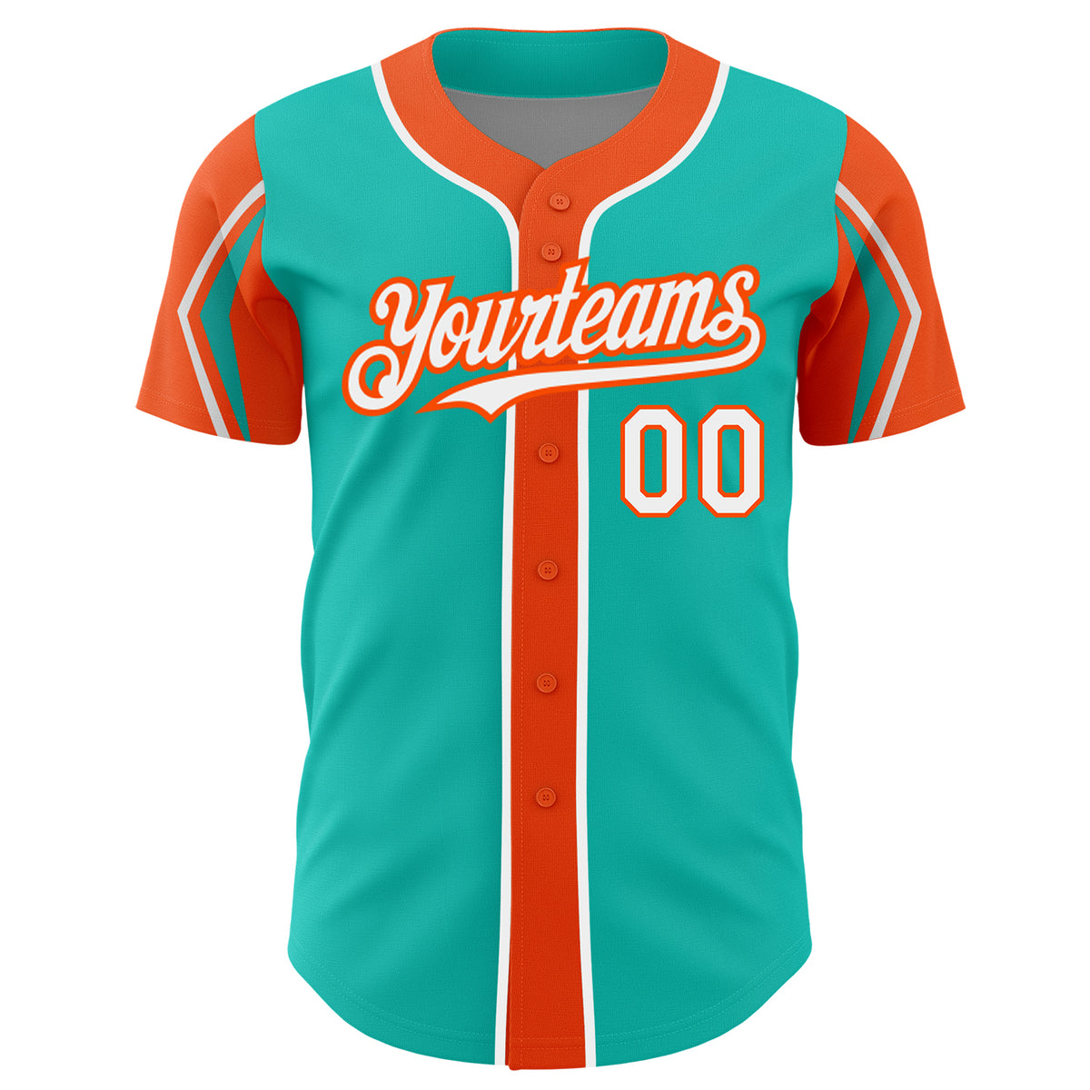 Custom Aqua White-Orange 3 Colors Arm Shapes Authentic Baseball Jersey ...