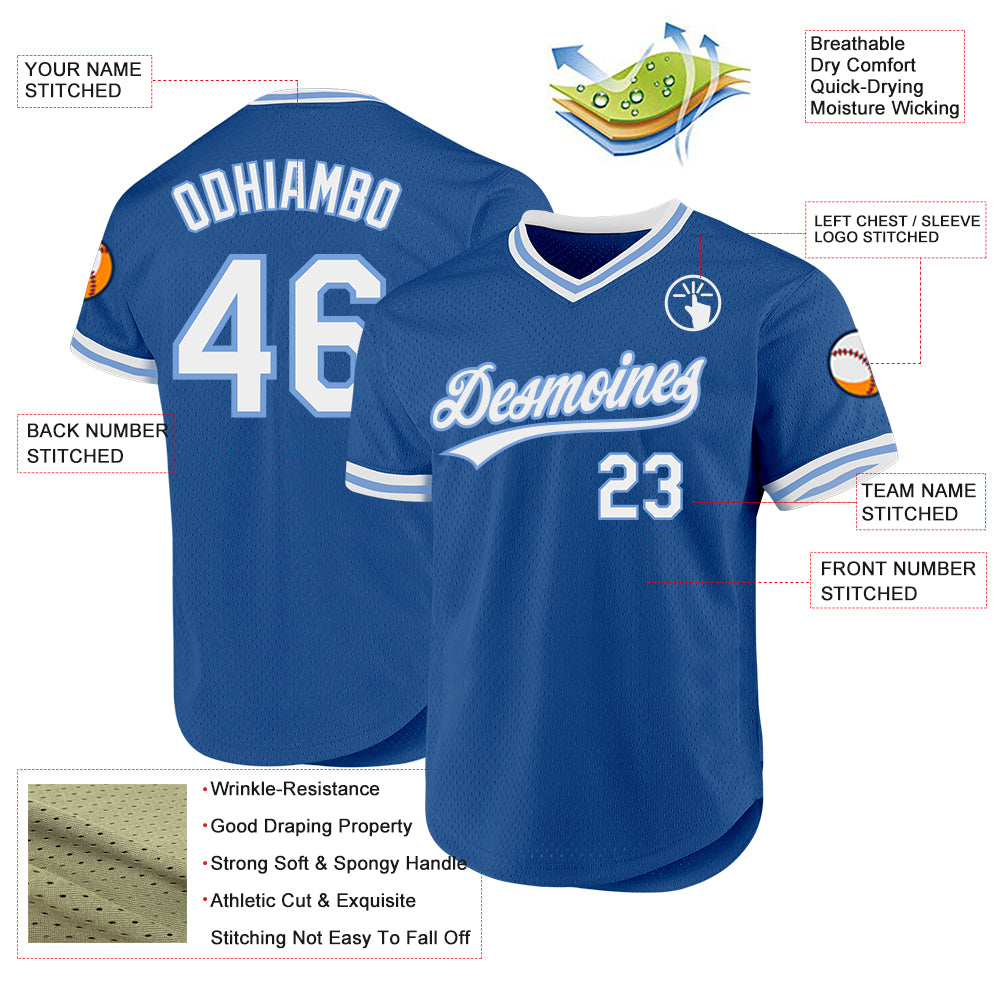 Custom Blue White-Light Blue Authentic Throwback Baseball Jersey Discount