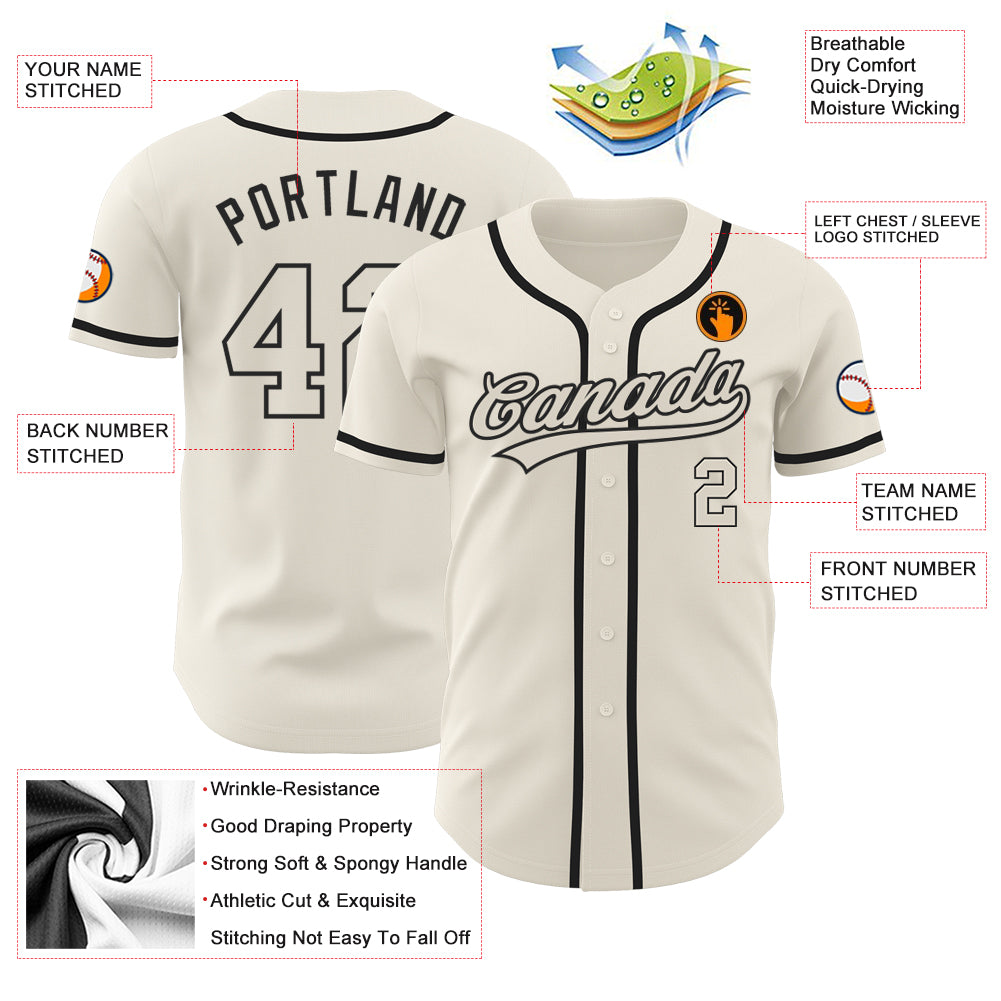 Custom Cream Cream-Black Authentic Baseball Jersey Discount