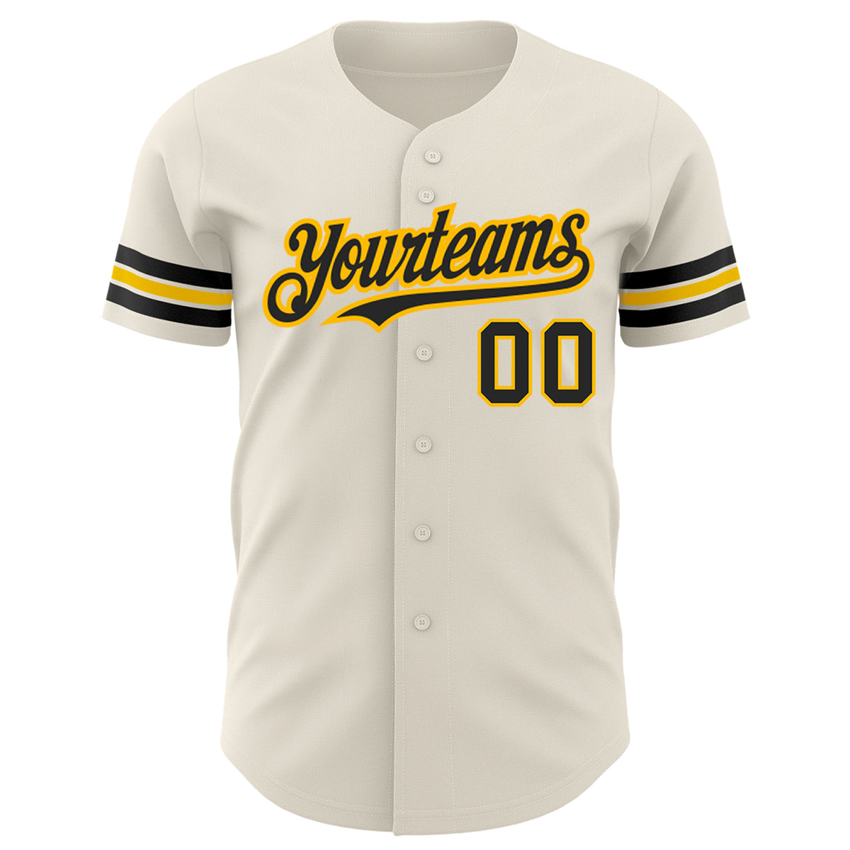 Custom Cream Black-Gold Authentic Baseball Jersey Discount