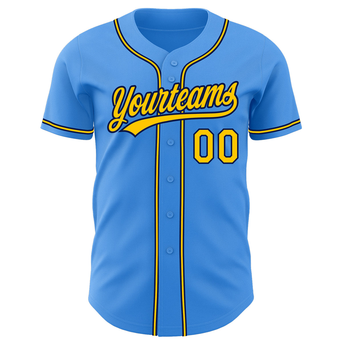 Custom Electric Blue Yellow-Navy Authentic Baseball Jersey Discount