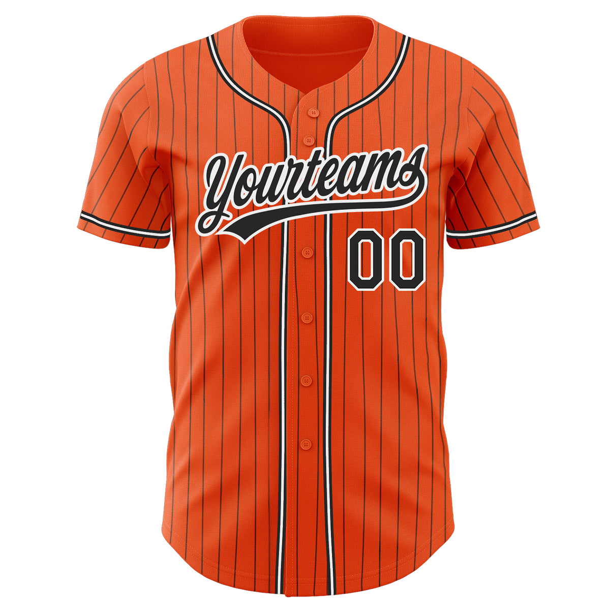 Custom Orange Black Pinstripe Black-White Authentic Baseball Jersey ...