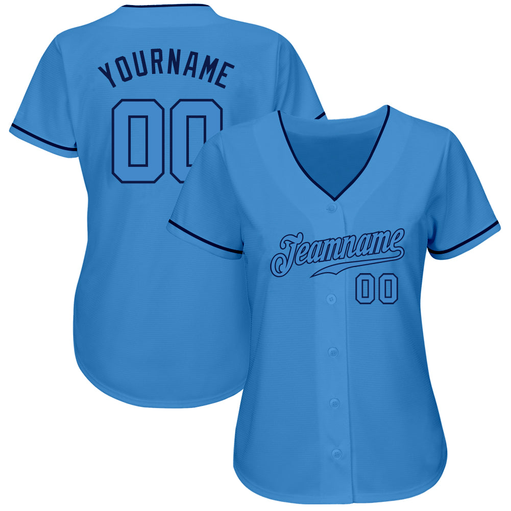 Custom Powder Blue Powder Blue-Navy Authentic Baseball Jersey Discount