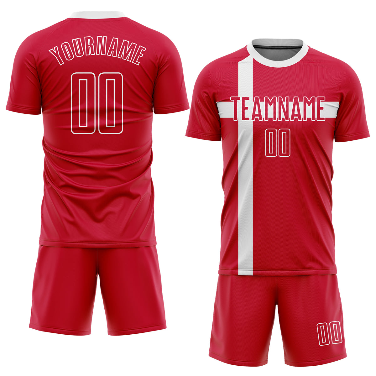 Custom Red Red-White Sublimation Danish Flag Soccer Uniform Jersey Discount