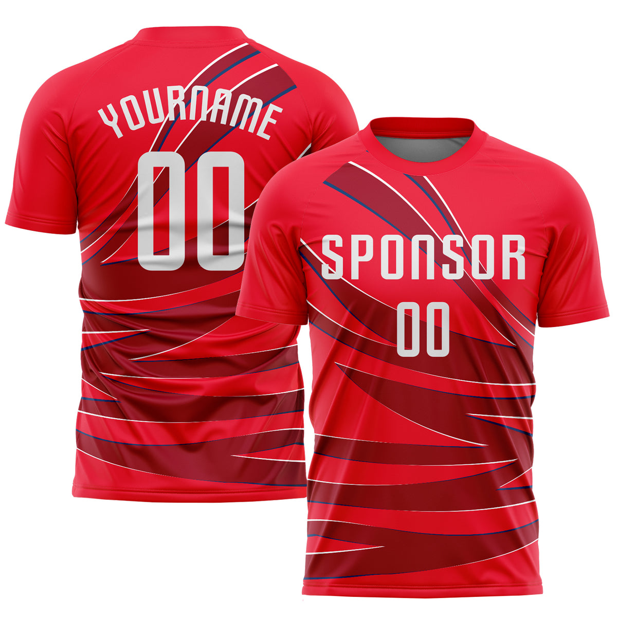 Custom Red White Sublimation Soccer Uniform Jersey Discount