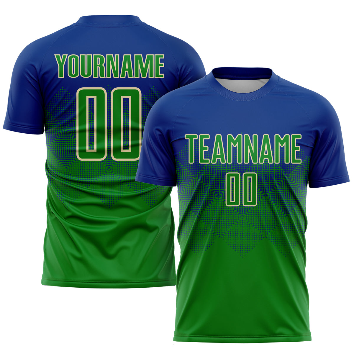 Custom Royal Keely Green-Cream Sublimation Soccer Uniform Jersey Discount