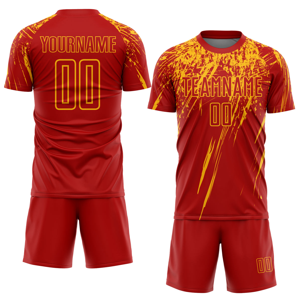 Custom Red Gold Sublimation Soccer Uniform Jersey Discount
