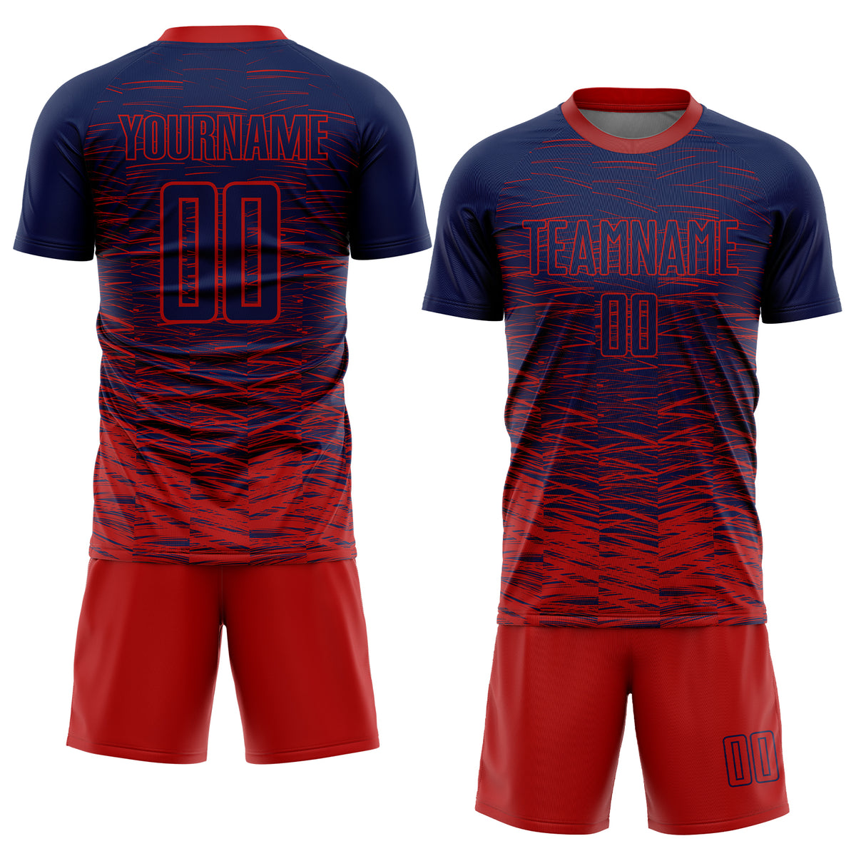 Custom Navy Red Sublimation Soccer Uniform Jersey Discount